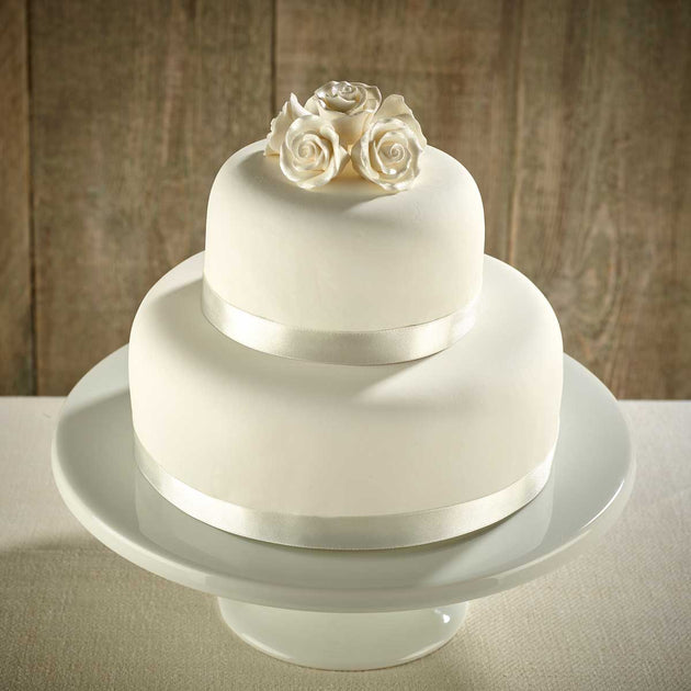 White Roses Two Tier Wedding Cake | Meg Rivers Artisan Bakery
